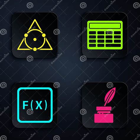 Set Feather And Inkwell Triangle Math Function Mathematical Symbol