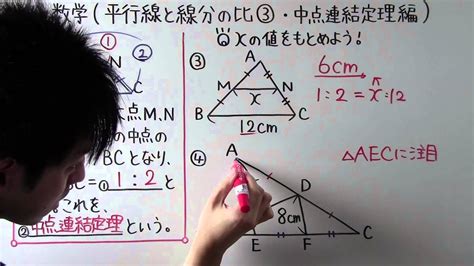 【数学】中3 51 平行線と線分の比③中点連結定理編 Youtube