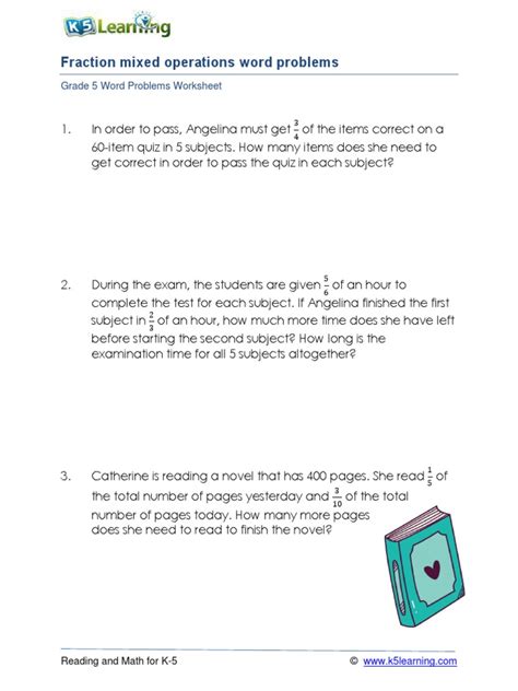 Grade 5 Word Problems Fractions Mixed Operations D Pdf Test