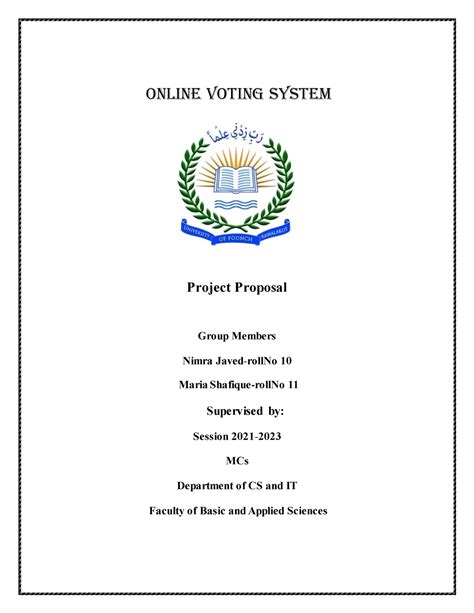 Online Voting System Online Voting System Project Proposal Group Members Nimra Javed Rollno 10