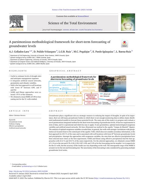 Pdf A Parsimonious Methodological Framework For Short Term Forecasting Of Groundwater Levels