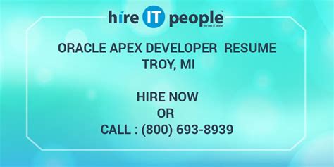 Oracle Apex Developer Resume Troy MI Hire IT People We Get IT Done