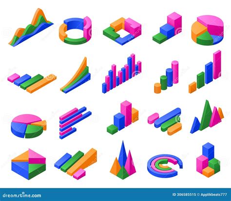 Isometric Charts Infographic 3d Diagram Color Chart Graphs For Business Data Or Finance
