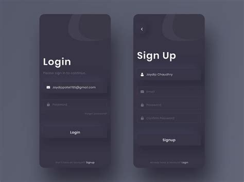 Neumorphism Login And Sign Up Page Ui Design
