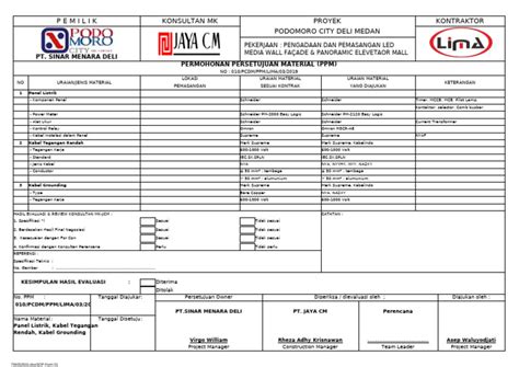 1listrik Form Permohonan Persetujuan Material Ppm Lmbr 1 Pdf