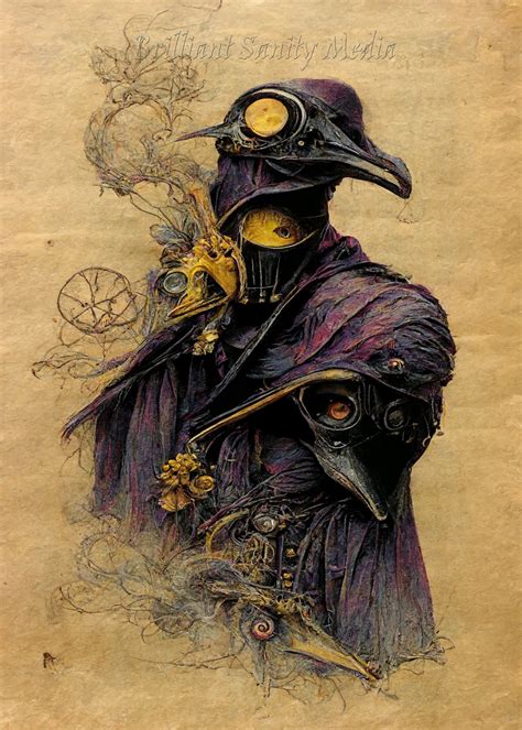 Vintage Plague Doctor Art Print V17 Instant Download Printable Home