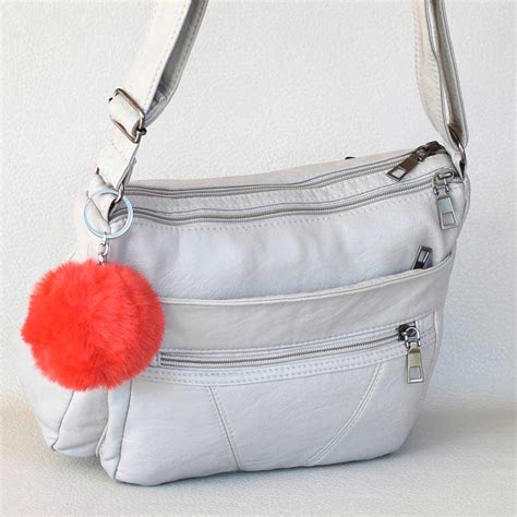 Евтина дамска чанта за през рамо от мека варена еко кожа с две отделения и много джобчета