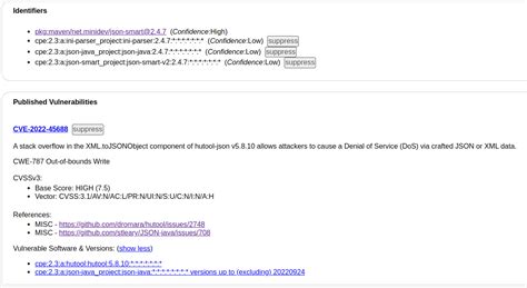 Fp Json Java Cve Flagged For Multiple Unrelated Java Json Projects