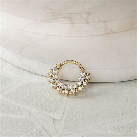 Modern Diamond Septum Ring 8mm Septum Clicker Solid Gold Septum Hoop