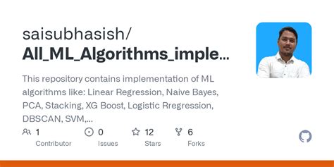 Github Saisubhasishallmlalgorithmsimplementationondifferentdatasets This Repository
