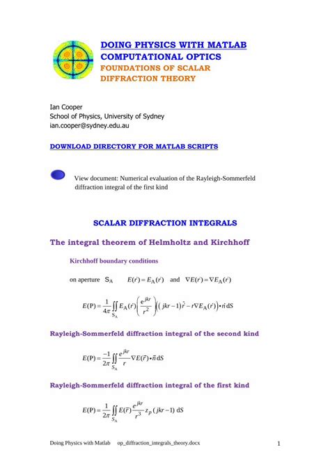 pdf scalar diffraction theory school of physics · doing physics