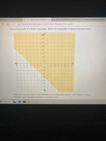 Answered D This Is The Graph Of A Linear Inequality Write The Inequality In Slope Intercept