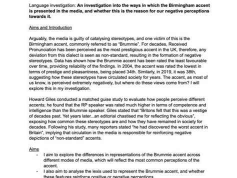 A A Level Aqa English Language Investigation Final Nea Teaching