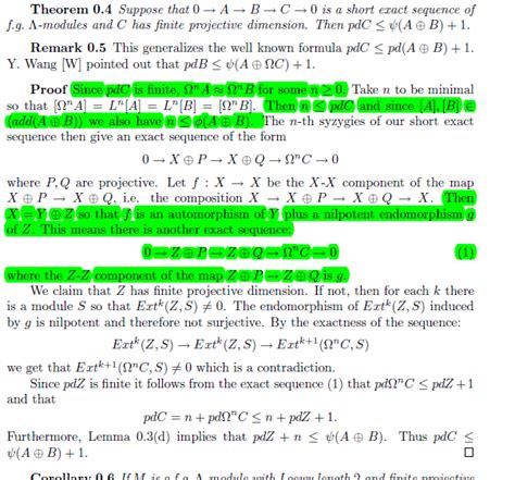 Representation Theory Proof Explanation Of A Theorem In The Paper On The Finitistic Global