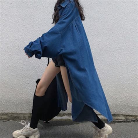 당일출고봄가을신상겨울레이어드 흑청 워싱 데님 오버핏 롱 가디건 긴팔 청자켓 남방 아우터