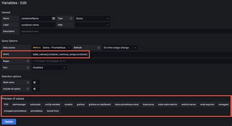 Dashboard Variables Docs