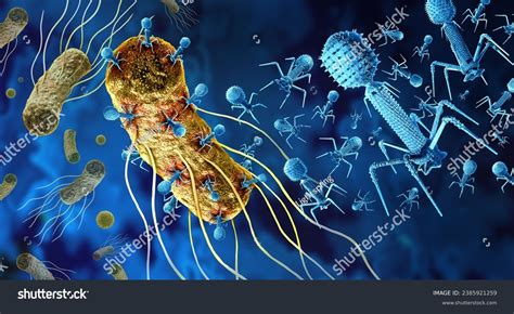 Phage Bacteriophage Attacking Bacteria Virus That Stock Illustration