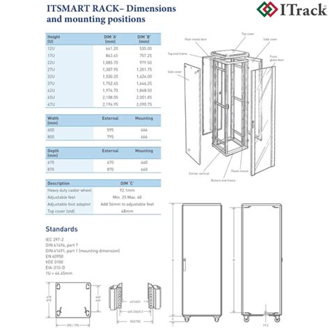 Tủ Rack 42u Itrack Its42 6100 G Có Chiều Sâu 1000 Cửa Kính Cường Lực