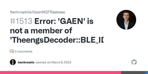 Error GAEN Is Not A Member Of TheengsDecoder BLE ID NUM Issue