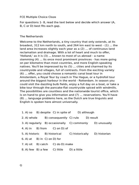 Fce Multiple Choice Cloze Pdf