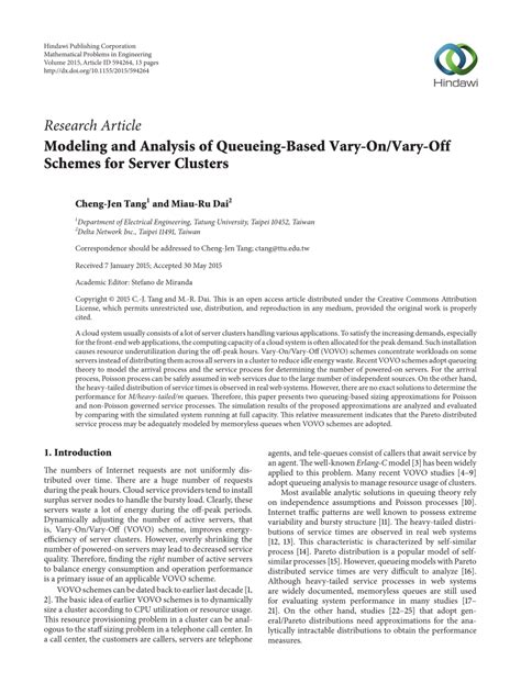 Pdf Modeling And Analysis Of Queueing Based Vary Onvary Off Schemes