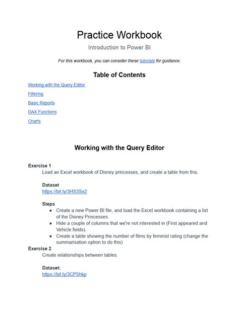 Practice Workbook Power Bi Exercise Pdf