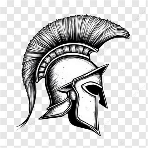 Drawing Of A Greek Spartan Helmet In Black And White Outline Drawing