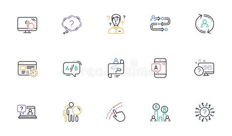UX Line Icons AB Testing Journey Path Map And Question Mark Linear Icon Set Vector Stock