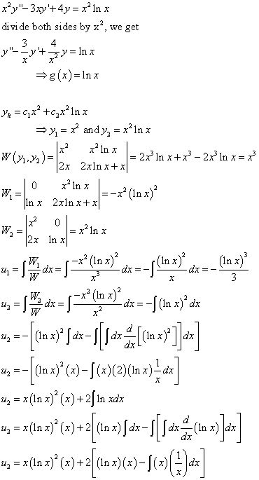 Differential Equations Solved Examples Use Variation Of Parameters To