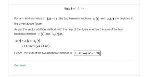 Solved 1 84 Find The Sum Of The Two Harmonic Motions Xi T Chegg Com