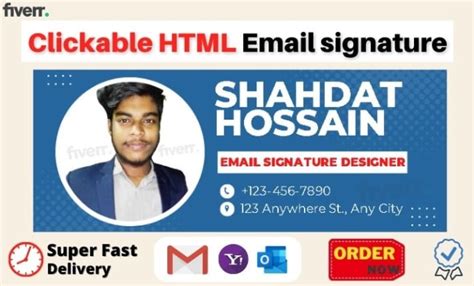 design attractive clickable html email signature outlook email by