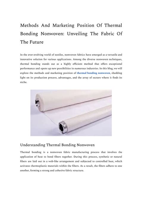 Ppt Methods And Marketing Position Of Thermal Bonding Nonwoven Unveiling The Fabric Of The