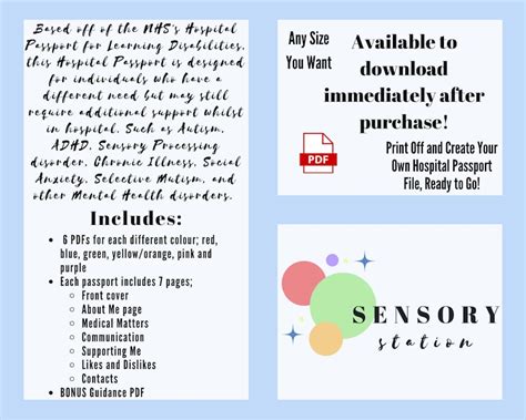 Printable Hospital Passport For Autism Adhd Sensory Etsy