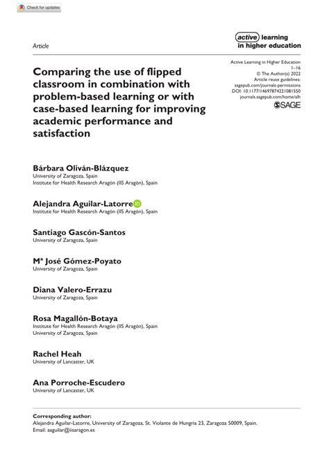 Pdf Comparing The Use Of Flipped Classroom In Combination With