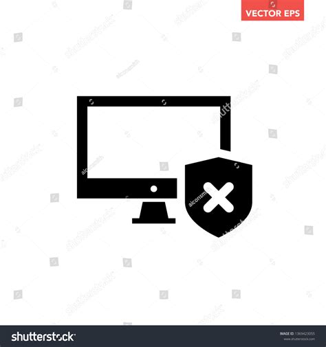 Black Digital Computer Shield Crossmark X Stock Vector Royalty Free