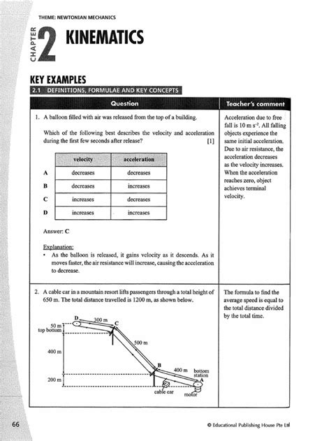 2 Kinematics Key Examples Pdf