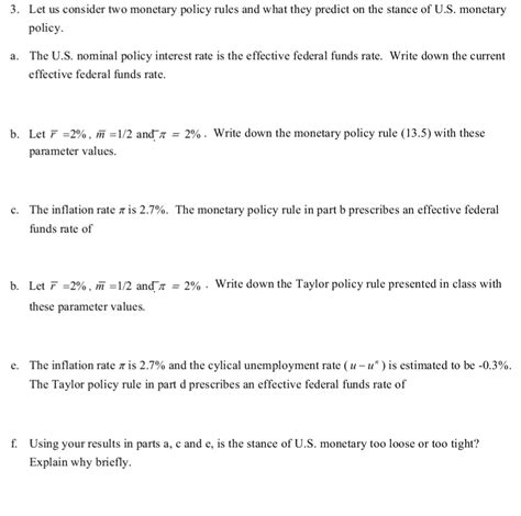 solved let us consider two monetary policy rules and what