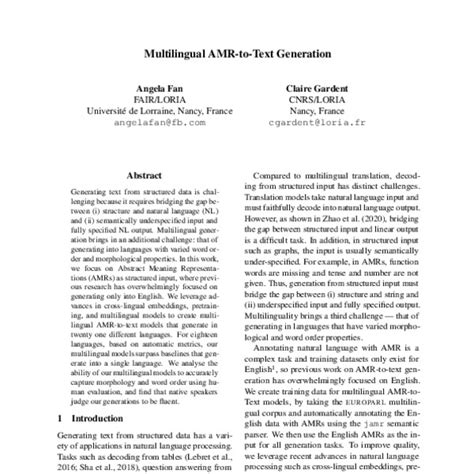 Multilingual Amr To Text Generation Acl Anthology