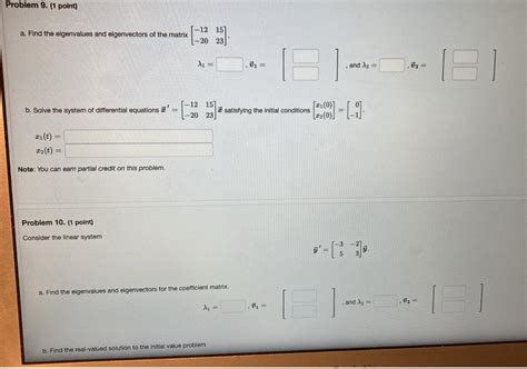 Solved Problem Point A Find The Eigenvalues And Chegg