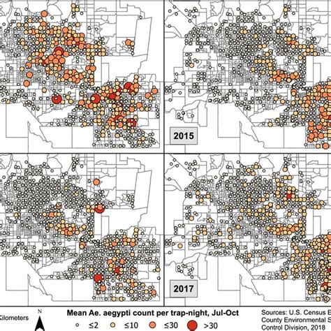 Locations Of Mosquito Traps And Average Count Per Trap Night During Download Scientific Diagram