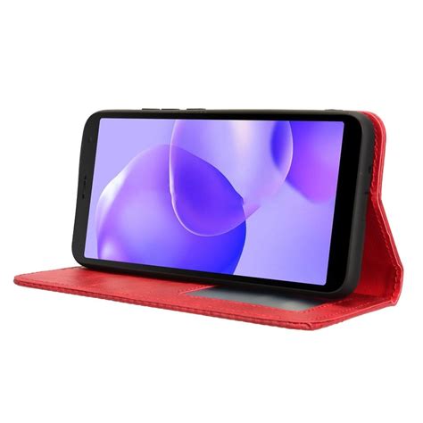 For TCL Magnetic Buckle Retro Texture Leather Phone Case Red Alexnld Com