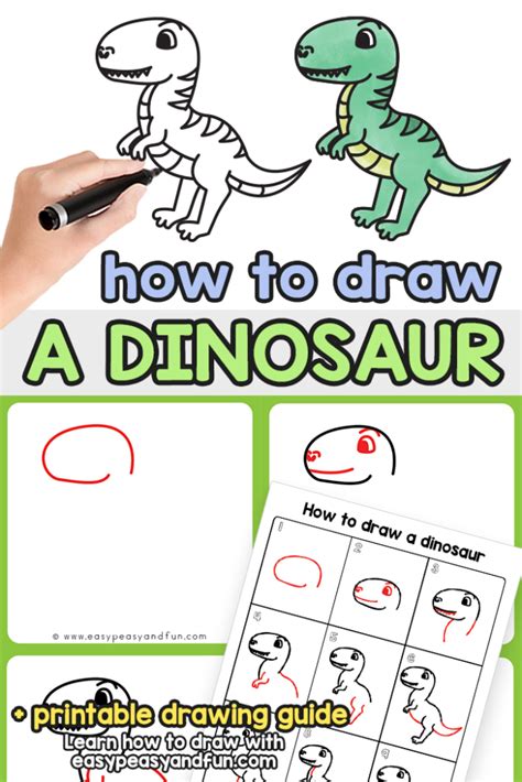 How To Draw A Dinosaur Step By Step Drawing Tutorial Easy Peasy And Fun