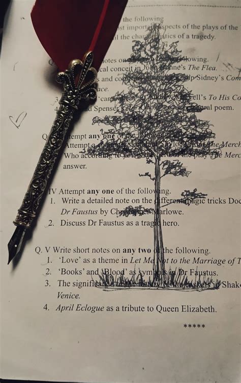 Scribble Art Tree Drawing With Quill Pen
