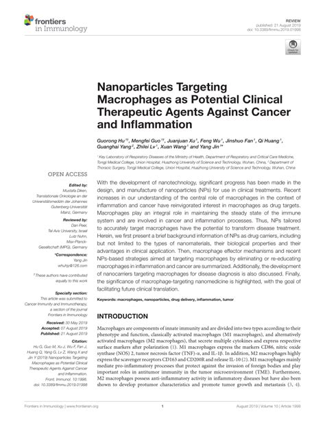 Pdf Nanoparticles Targeting Macrophages As Potential Clinical