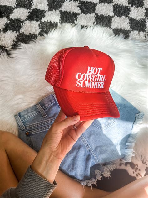 Hot Cowgirl Summer Trucker Hat Red Trendy Trucker Hat For Women Summer