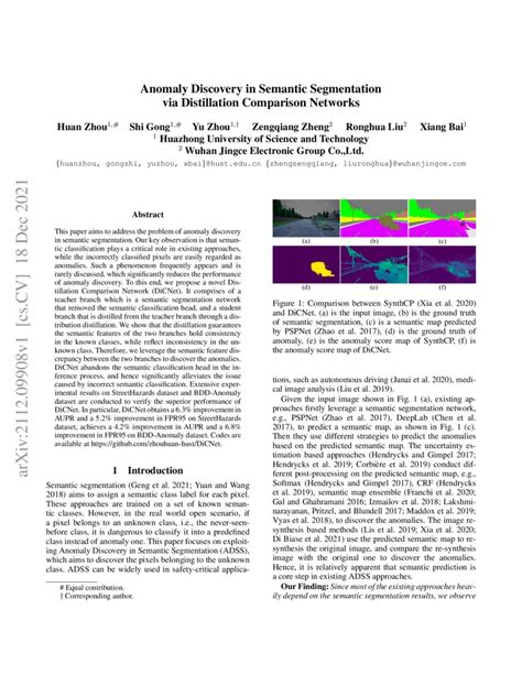 Anomaly Discovery In Semantic Segmentation Via Distillation Comparison Networks DeepAI