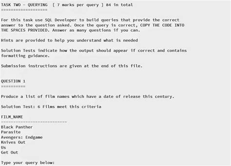 Solved Task Two Querying 7 Marks Per Query 84 In Total
