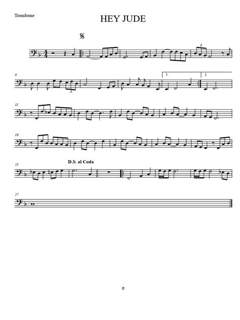 Hay Jude Trombone Pdf