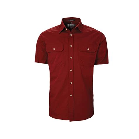 Ritemate Mens Pilbara Open Front Short Sleeve Shirt Rm500bts Ochre