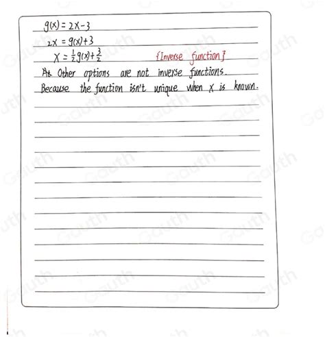 Solved Which Function Has An Inverse That Is Also A Function G X 2x